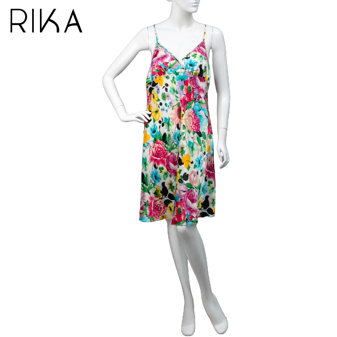 RIKA ชุดนอนผ้าซาติน พิมพ์ลายดอกแสนหวาน กระโปรงแฟชั่น ญ กระโปรงสายเดี่ยว GV3724 size M - L - RIKA ...