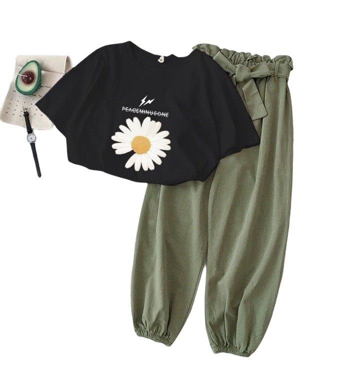 One step ชุดเซต 2 ชิ้น เสื้อยืด กางเกง ชุดเซตแฟชั่น ลายดอกเดซี่ รุ่น ...