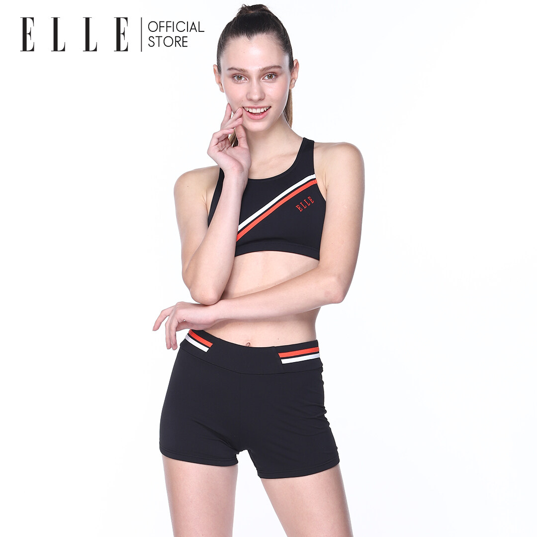 ELLE SWIMWEAR ชุดว่ายน้ำสตรี ทูพีช เสื้อครอป Sport Bar กางเกงขาสั้น สี ...