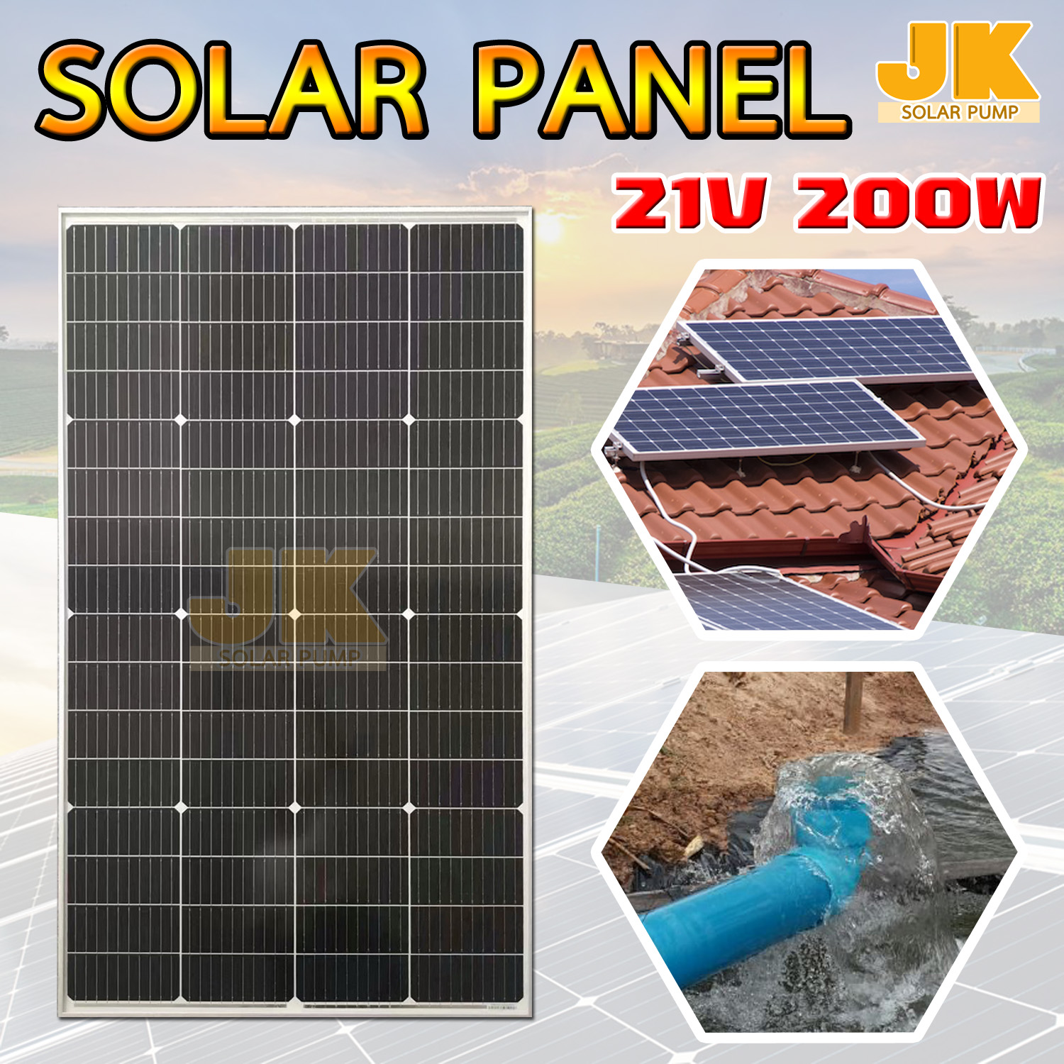 JK SOLAR (จัดส่งใน1วัน)แผงโซล่าเซลล์ 200W 21V โมโนฮาฟเซลล์ mono half ...