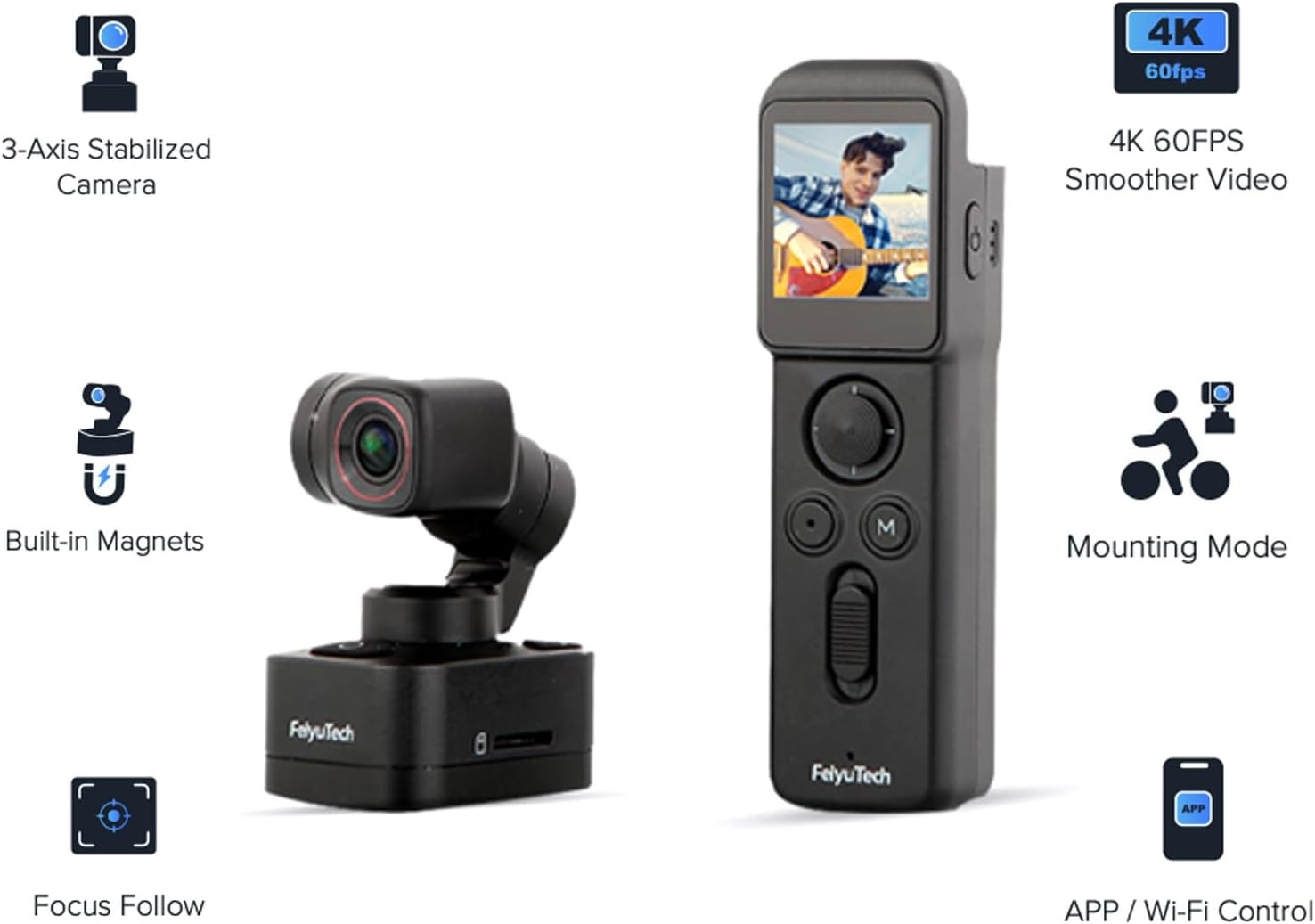 Feiyutech Feiyu Pocket 3 Cordless Detachable 3-Axis Gimbal Camera ...