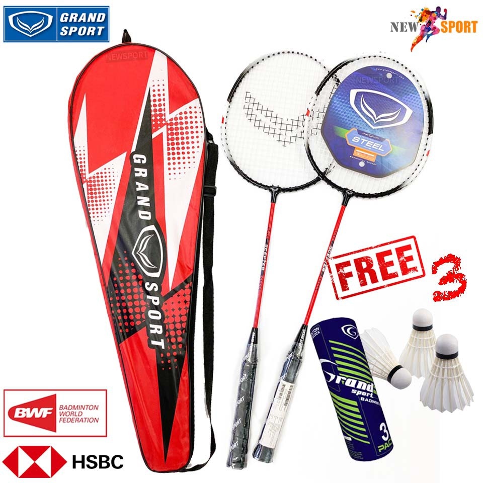 【ขาย】 ไม้แบดมินตัน Grandsport แพคคู่ (2 อัน) รุ่น 372181 แถม ลูก ...
