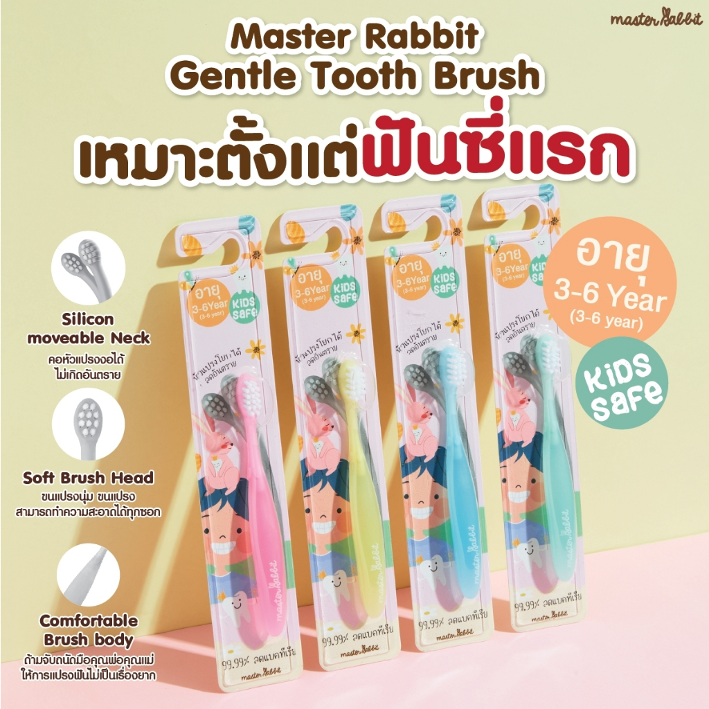 Master Rabbit Toothbrush แปรงสีฟันเด็ก งอได้ตามสรีระช่องปากเด็ก ขนแปรงนุ่ม สำหรับเด็กตั้งแต่ 0-3 ...