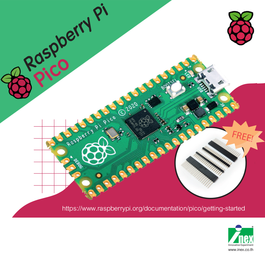 INEX พร้อมส่งOfficial Raspberry Pi Picoสต๊อกในไทยRpi32bit32บิตstemcodingโค้ดดิ้ง - INNOVATIVE ...