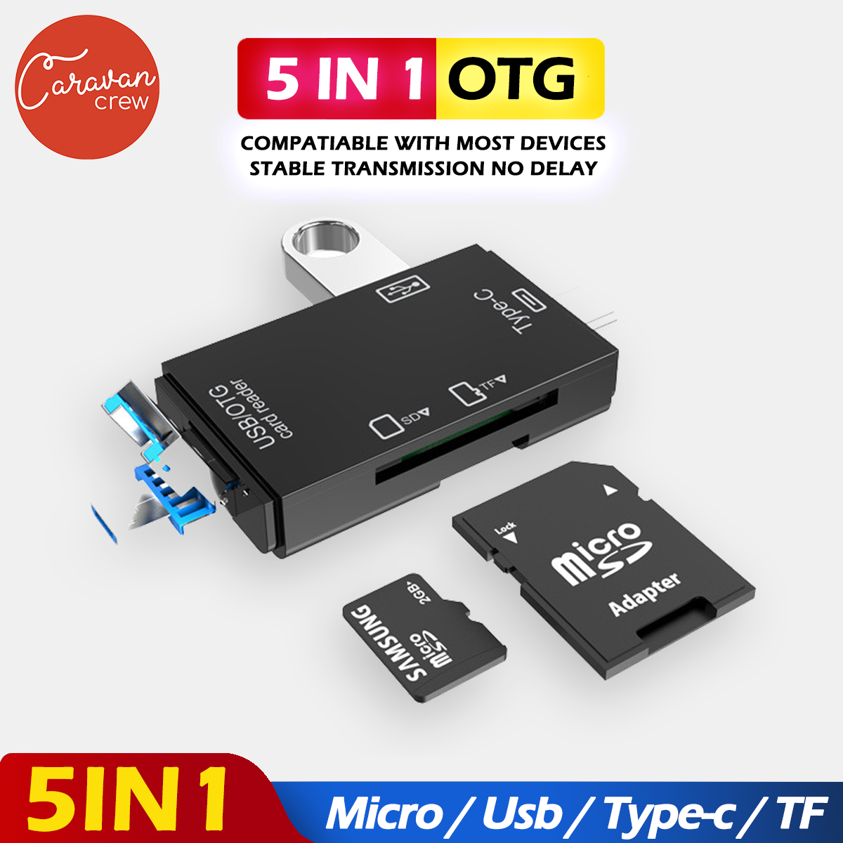 8# Caravan Crew 5in1 OTG Card Reader ( USB/ Micro USB/ TF/ SD/ Type-C ...