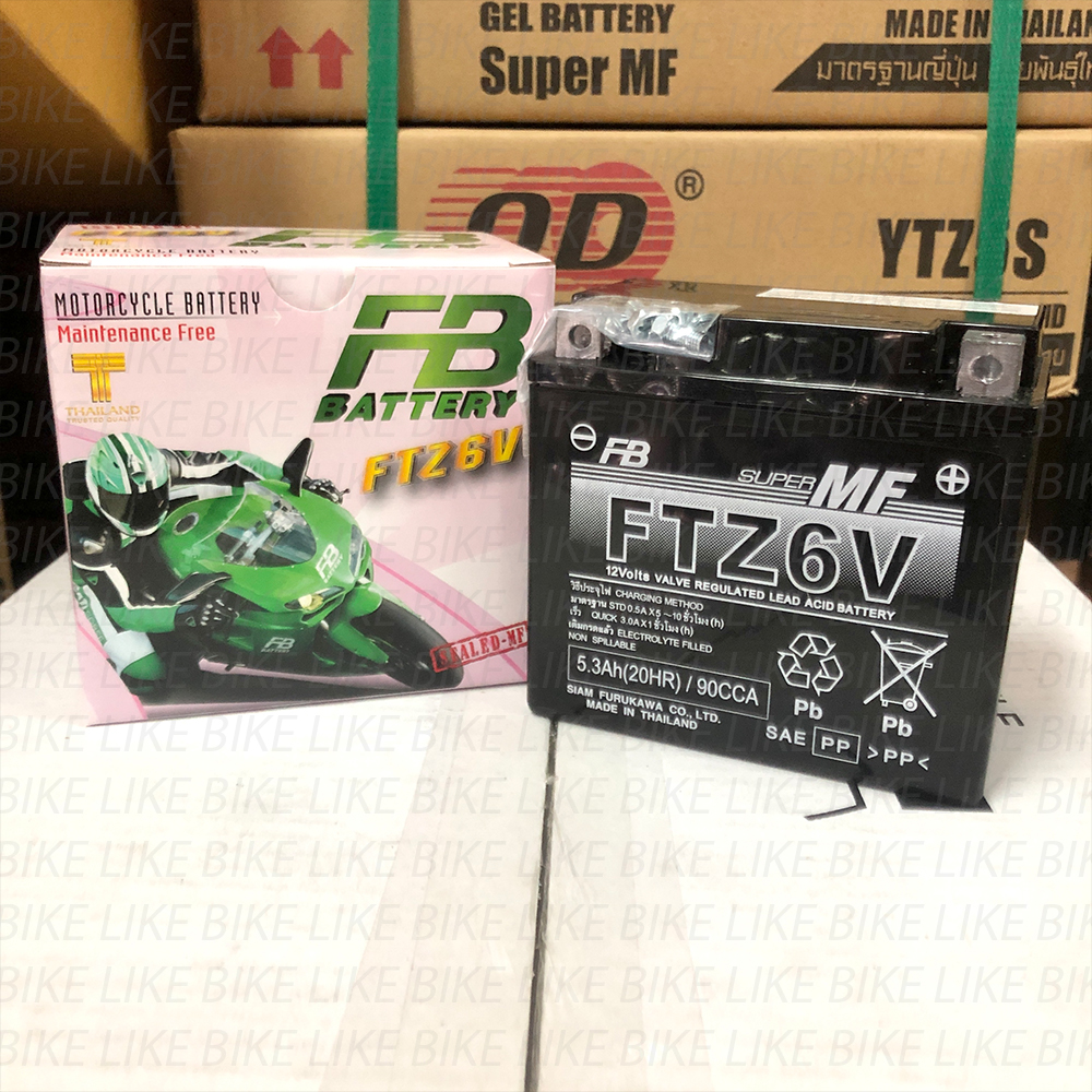 ลอตใหม่ล่าสุด FB FTZ6V (12V 5.3Ah) แบตเตอรี่มอเตอร์ไซค์ แบตเตอรี่แห้ง ...