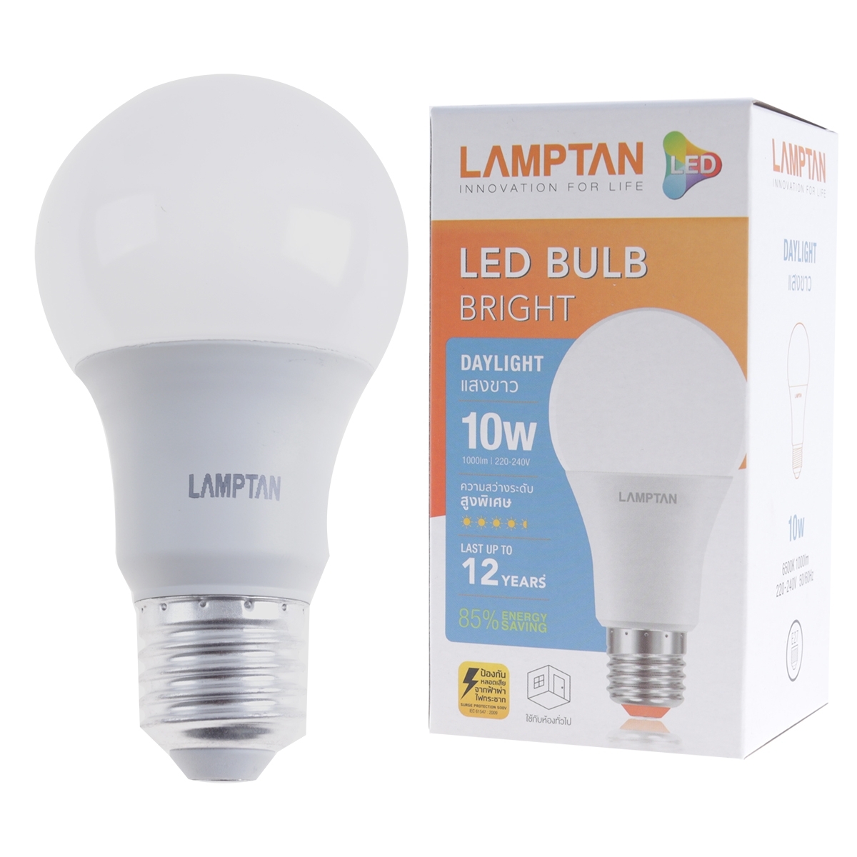 LAMPTAN หลอดไฟ LED BULB 10 วัตต์ รุ่น Bright (Day Light) |LOD| - Dohome - ThaiPick