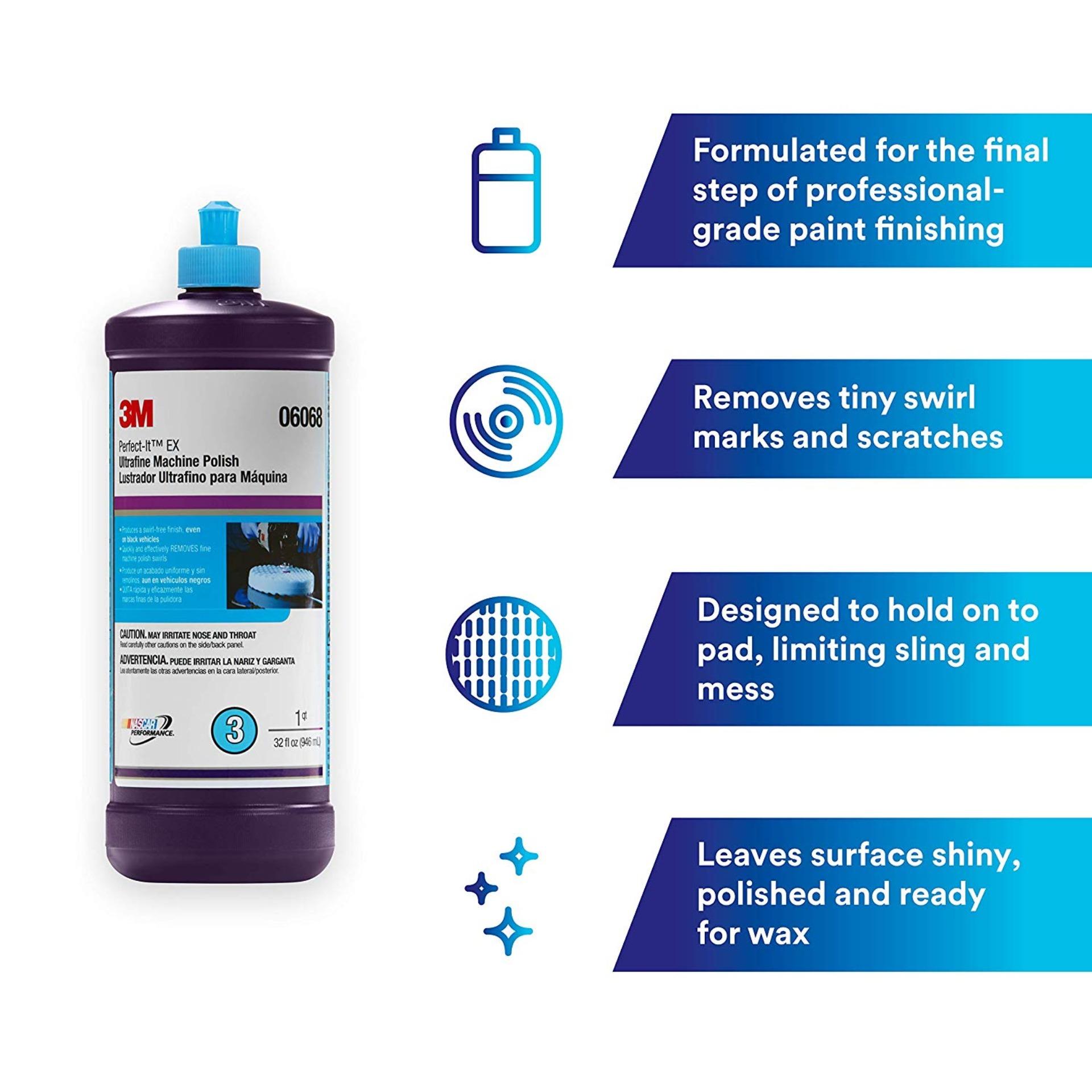 3M Perfect-It EX Ultrafine Machine Polish 06068 น้ำยาขัดเงาสีฟ้า น้ำยาขัดสีรถ 946 มล. PN 6068 ...