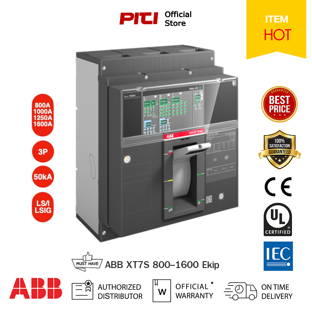 ABB XT7S 800 - 1600 Ekip (LS/I, LSIG) 800A - 1600A 3p 50kA, (MCCB) Tmax ...