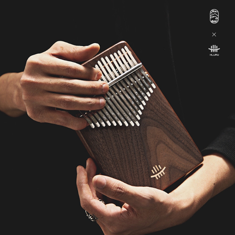 HLURU Kalimba Black Walnut Curly Figure Keyboard Thumb Piano Chamfer ...