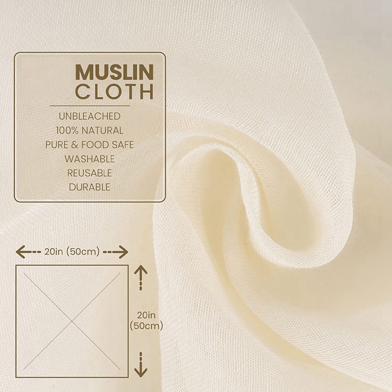 Muslin Cloths for Cooking, Pack of 5 (50X50CM), Unbleached, Cotton ...