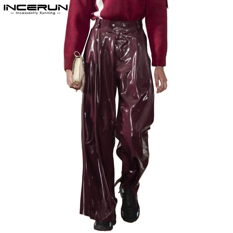 INCERUN Men Fashion 3Colors Leather Elastic Waist Solid Color Loose ...