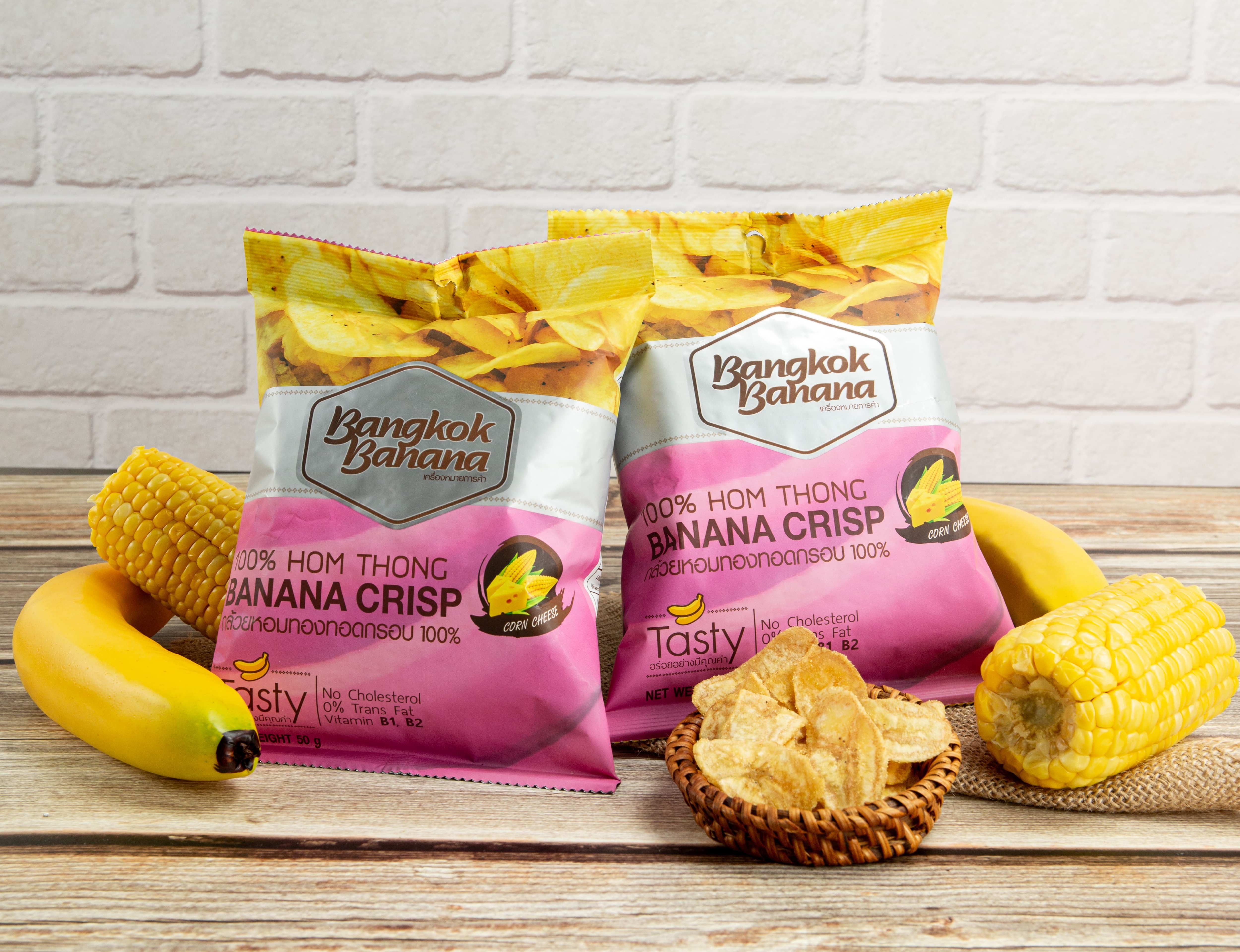กล้วยกรอบ ตรา Bangkok Banana ขนาด 50 กรัม รสข้าวโพดอบชีส Banana Chips ...