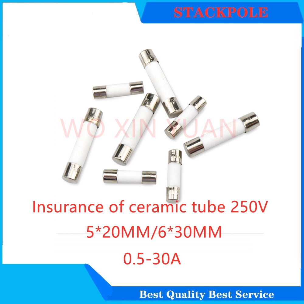 10pcs/lot 5x20mm 6x30mm Fast Blow Tube Fuses 250V 0.5A 1A 2A 3A 4A 5A 6A 6.3A 8A 10A 15A 20A 25A ...