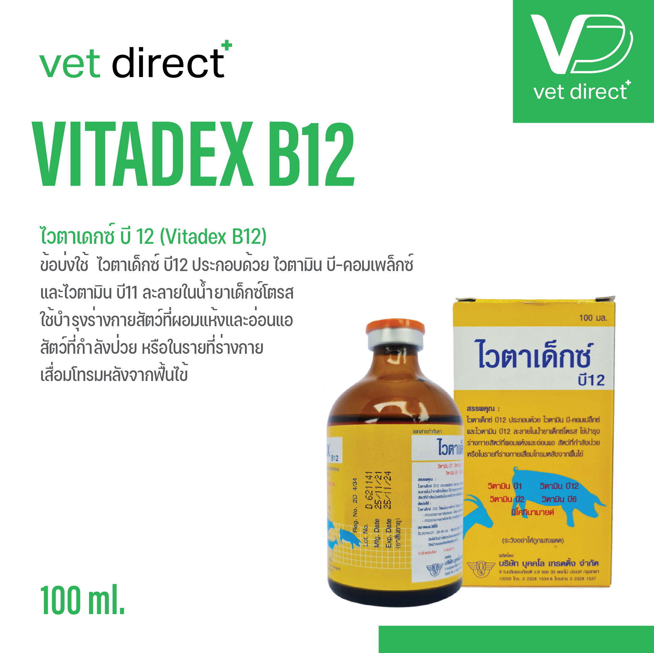 VITADEX B12 100 ml./ไวตาเด็กซ์ บี12 100 มล. - เว็ท ไดเร็ค - ThaiPick