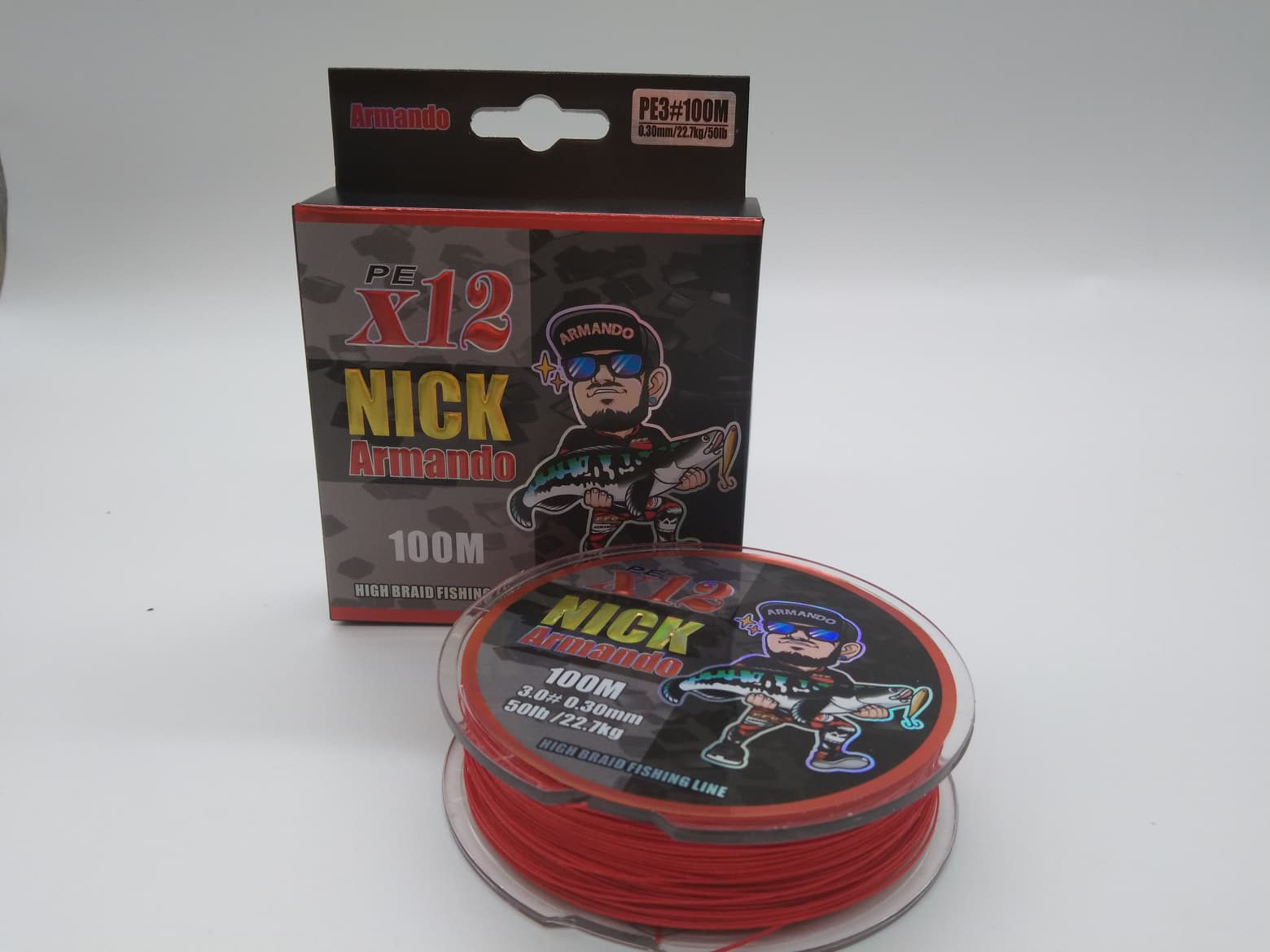 ส่งเร็ว สาย PE NICK Armando PE X12 สีแดง 100M มีเบอร์ PE2.0/PE3.0 สายพีอี เอ็นตกปลา สายเอ็น ตก ...