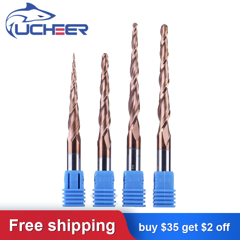 UCHEER 1 ชุด 6mm Taper Ball Nose End Mill ทังสเตนคาร์ไบด์เคลือบ CNC ...