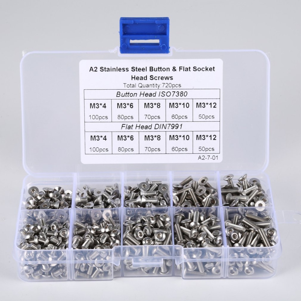 720PCS Stainless Steel Inox Hex Socket Flat Countersunk Head Cap Allen ...