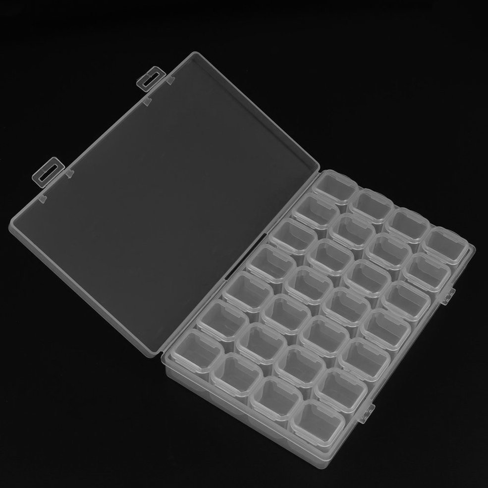 Out of the box Transparent 28 Slots Jewelry Storage Box Case Nail Art ...