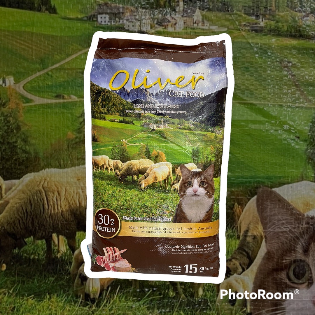 Oliver Cat 15 Kg. โอลิเวอร์ อาหารแมว รสแกะและข้าว ขนาด 15 Kg. เค็มน้อย ...