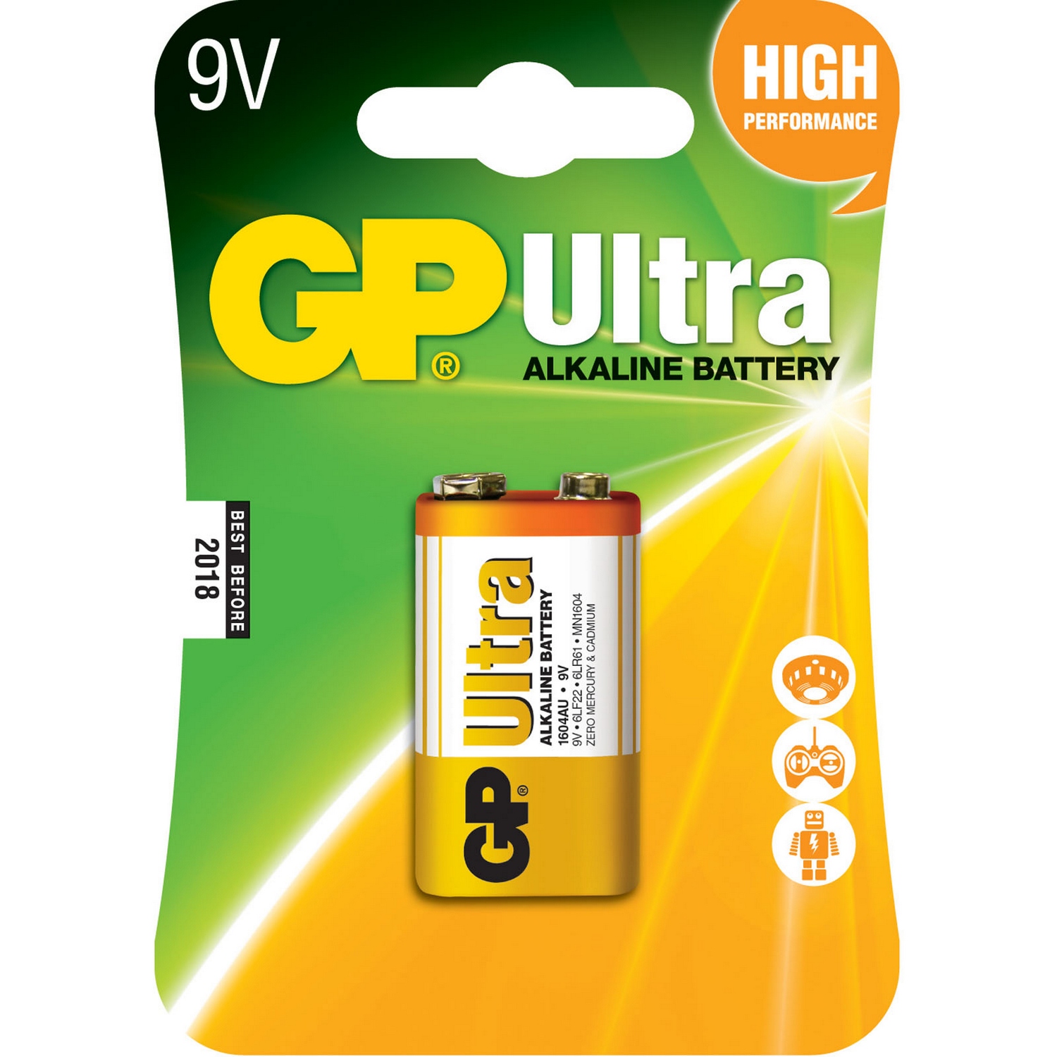GP Ultra ALKALINE BATTERY รุ่น 9V (6LF22 6LR61 6LP3146 MN1604 ...