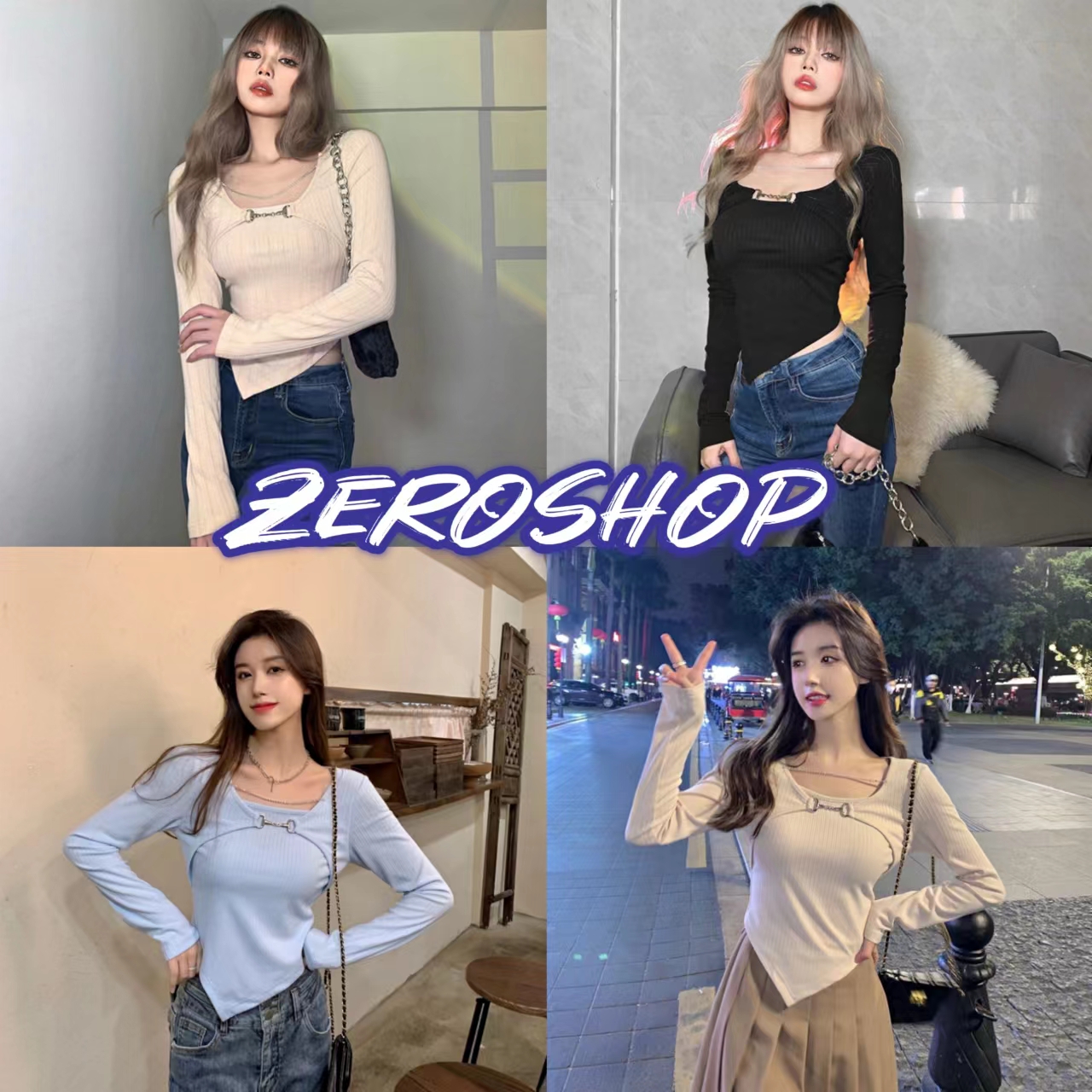 Zero shopพร้อมส่ง (Zero- เสื้อไหมพรมแขนยาว น่ารักสไตล์เกาหลีสุดๆ คิ้วมากๆ (56107) - Zero shop888 ...