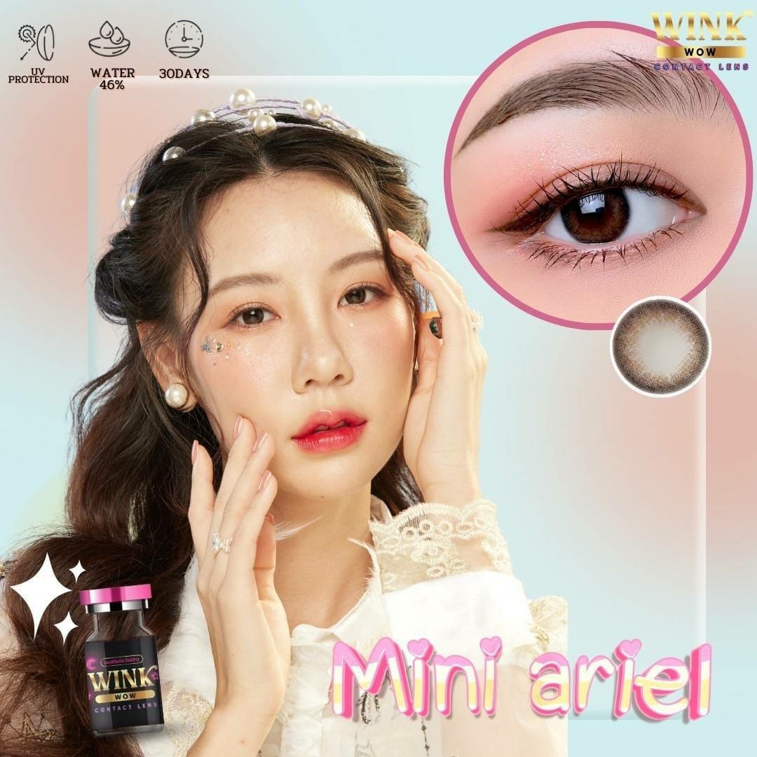 🟥 มีค่าสายตา 🟥 Wink Mini Ariel Gray Brown บิ๊กอาย สุดปัง คอนแทคเลนส์ ...