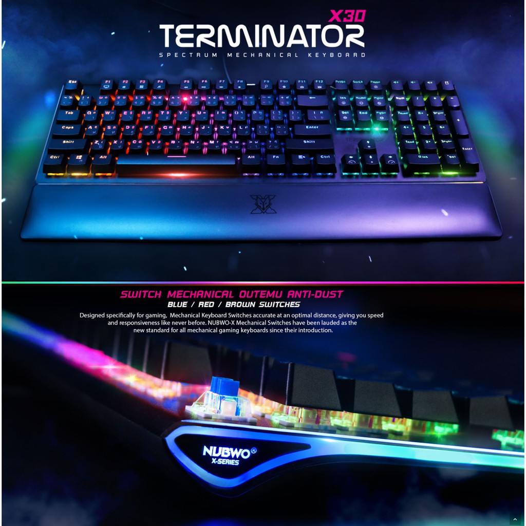 โปรโมชั่น Nubwo X30 Terminator / Mechanical Gaming Keyboard RGB Switch ...