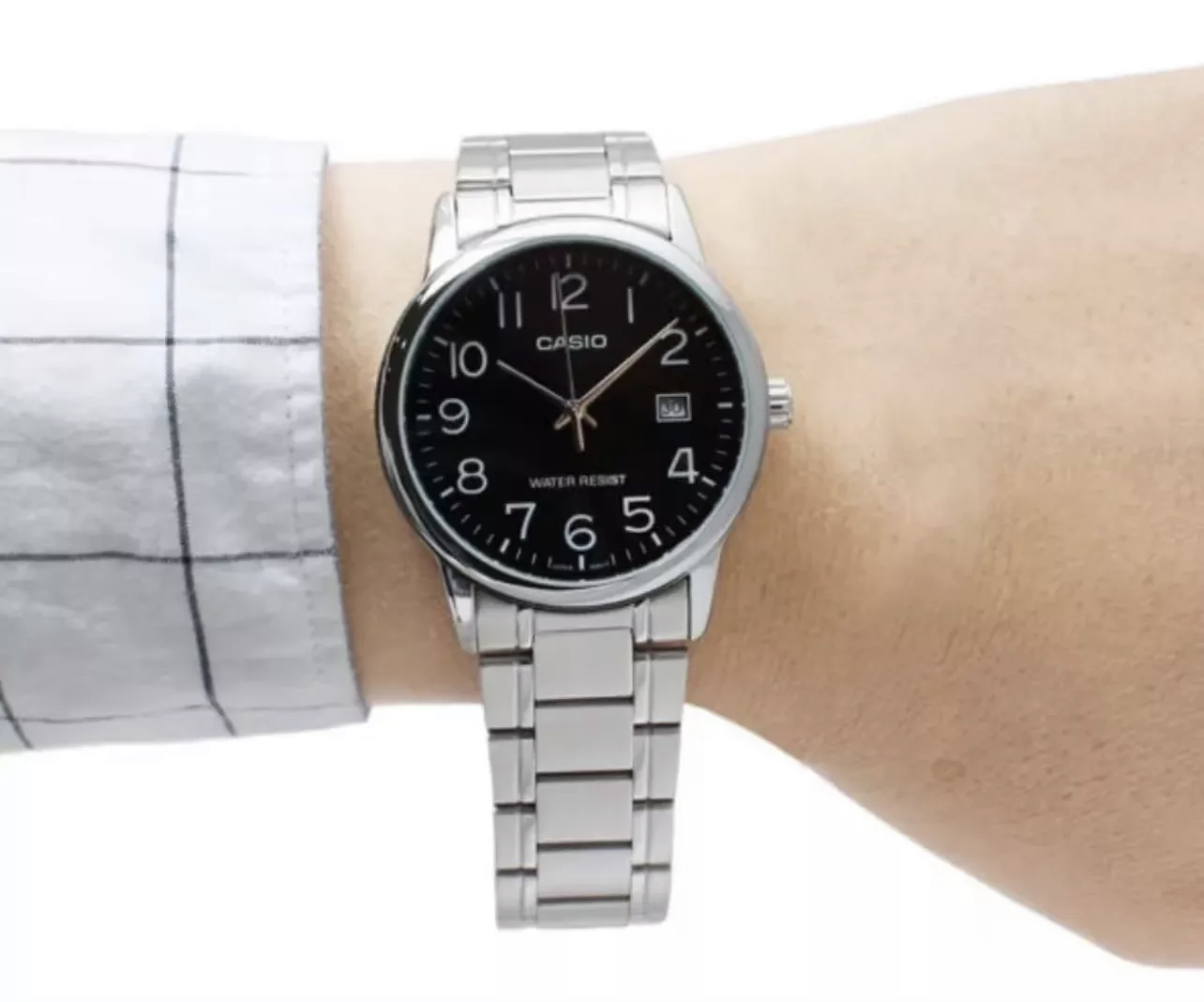 ST200 casio นาฬิกาผู้ชาย สายสเตนเลส ตัวล็อกแบบบานพับ รุ่น MTP-V001 MTP ...