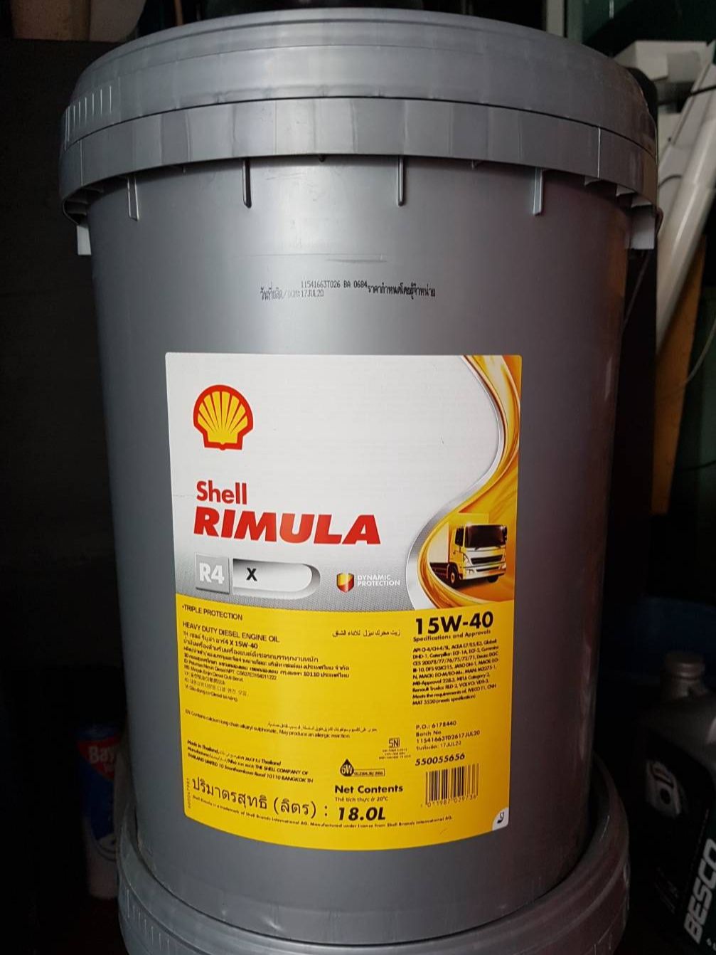 Shell 15W-40 Rimula R4X 15W-40 18Ltrs.API CI-4 น้ำมันเครื่องเชลล์ ริมู ...