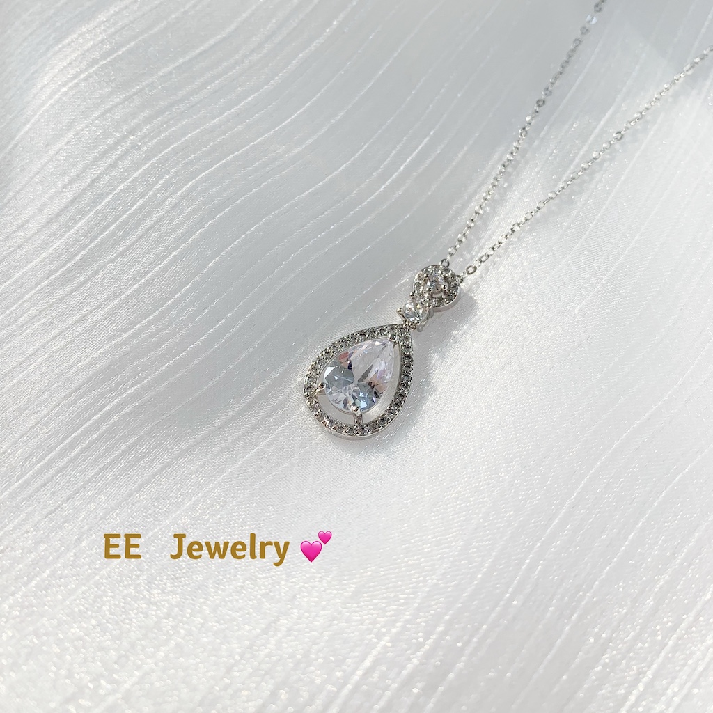 EE Jewelry การชุบ18Kแพลทินัมสร้อยคอหยดน้ำRhinestoneสร้อยคอที่สง่างาม ...