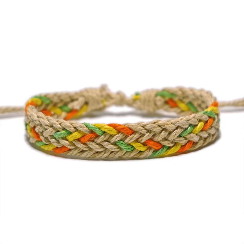 Handmade Vintage Cotton Rope Charm Bracelet for Women Men Brown ...