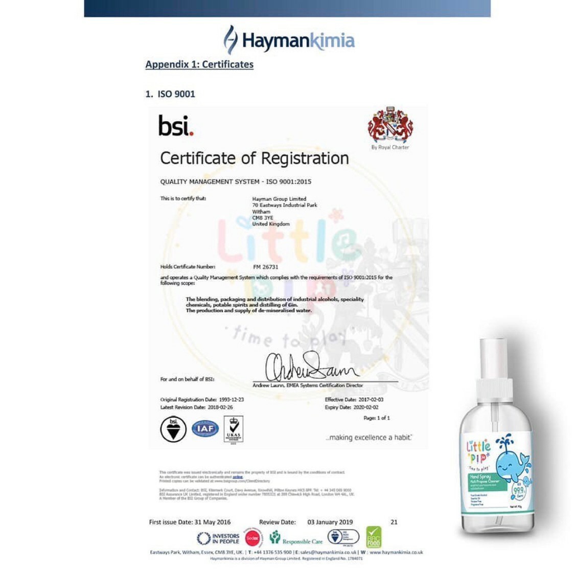 Little Pip Spray ลิตเติ้ลปิ๊บ สเปรย์ ทำลายแบคทีเรีย แอลกอฮอล์ 75% เด็ก ...