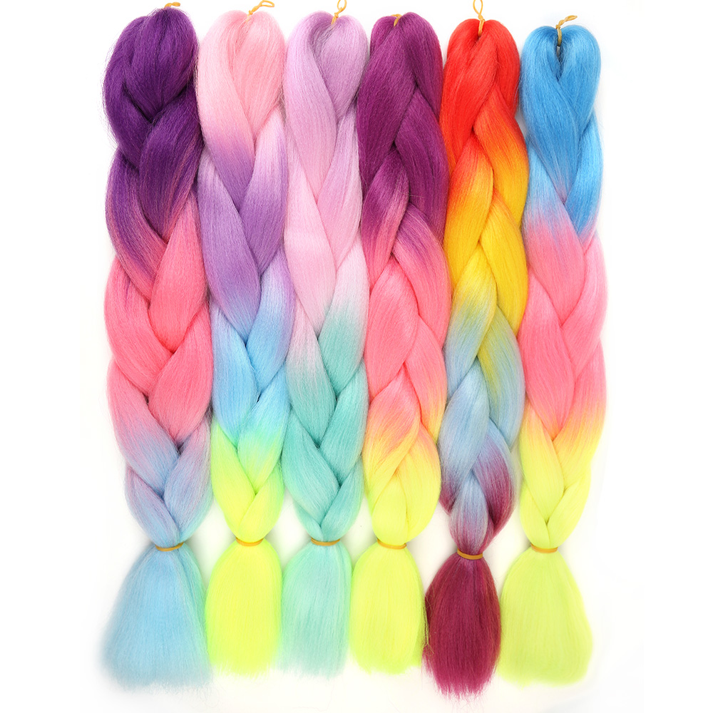 CLong Jumbo Braids 24 Inch Color Braiding Ombre Synthetic Hair ...