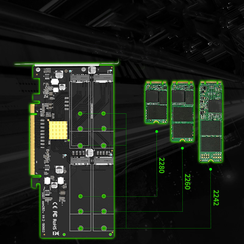 4 in 1 Cards Adapter M.2 Raid Controller/SSD/Card Pci-E/Pcie M.2 SSD ...