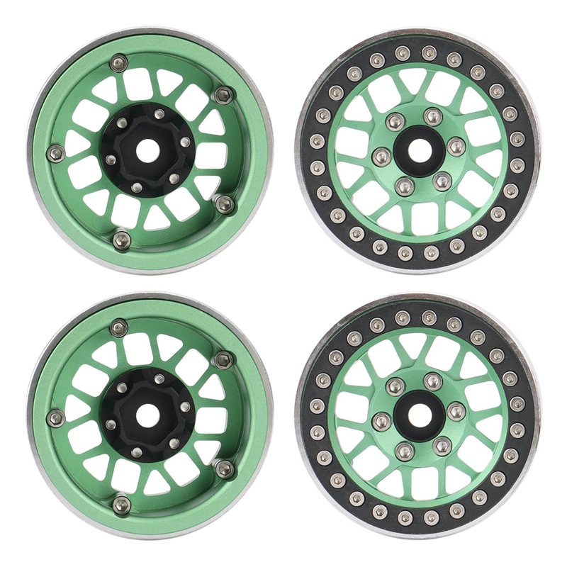 4PCS Metal 1.9 Beadlock Wheel Rim Hub for 1/10 RC Crawler Car Axial SCX10 90046 AXI03007 Traxxas ...