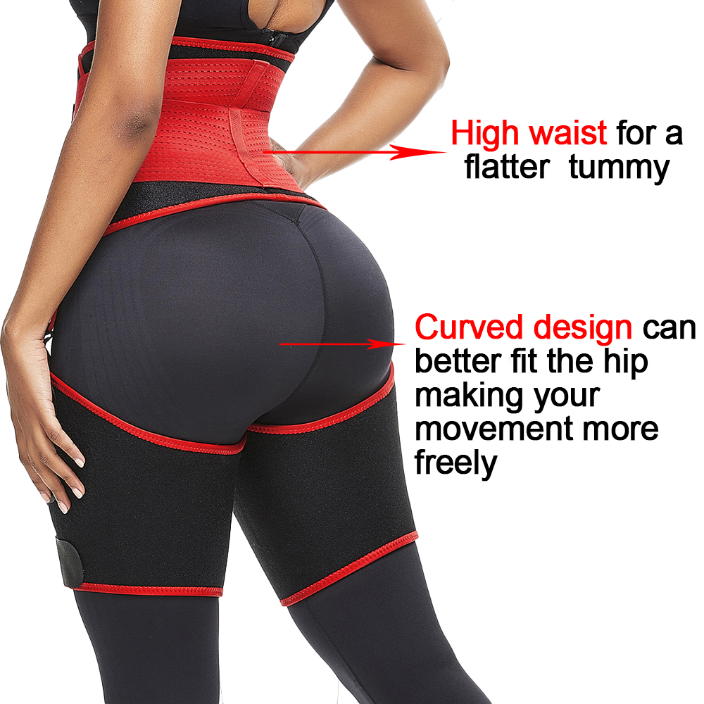2 in 1 Waist Trainer and Thigh Trimmer Double Compression Belt Leg ...
