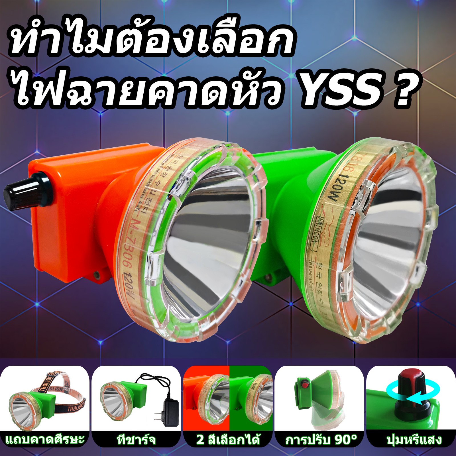 【รับประกัน 1 ปี】YSS ไฟ ฉายคาดหัว 120W ใต้น้ำกันน้ำ ไฟหน้าแบบ แสงสว่าง ...