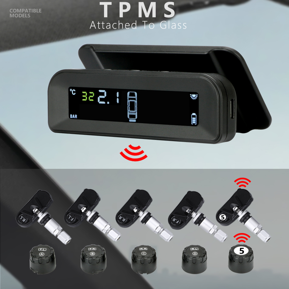 TPMS Tire Pressure Alarm Monitor System Display Original Wireless HD ...