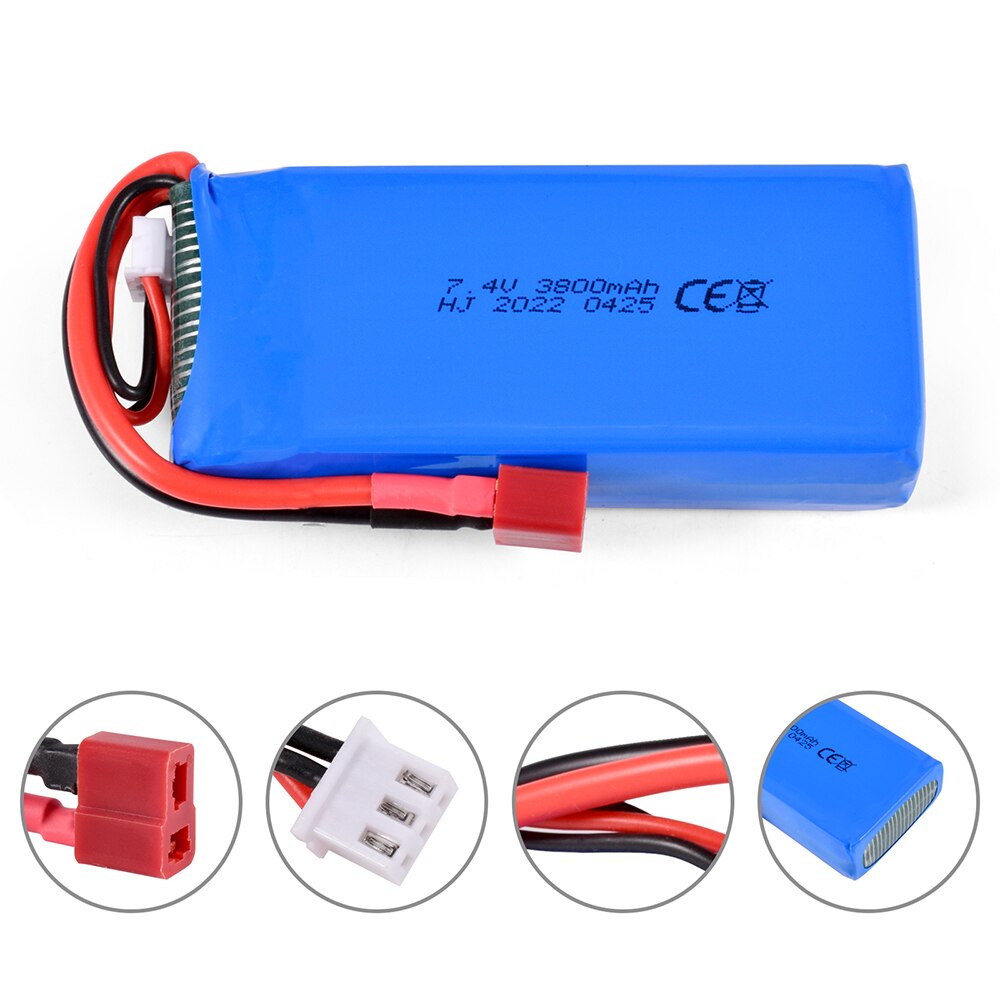 EtrackerFor Wltoys RC รถแบตเตอรี่ 3800mah 2S 7.4v TPlug สำหรับ 144001 ...