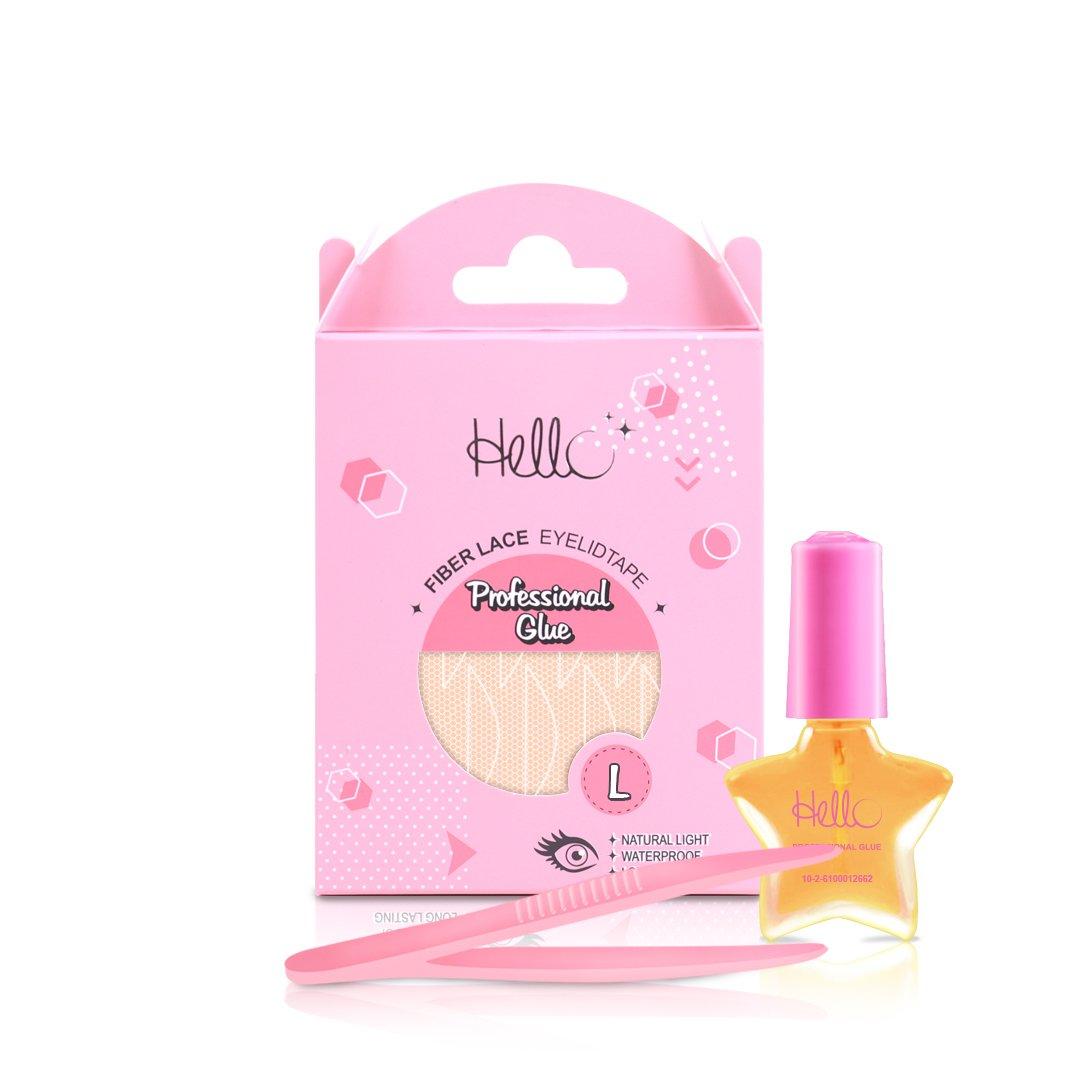 Hello Eyetape (สูตรกาวแห้งไว Professional Glue ไซด์ L ) 42 คู่ กาว 5ml ...