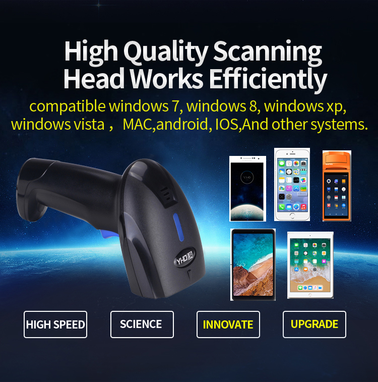 Wireless Barcode Scanner handhold 3-in-1 2.4GHz Wireless USB2.0 ...