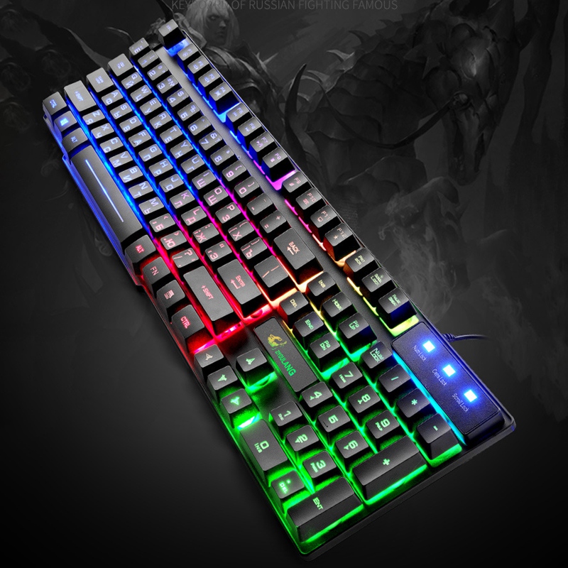ZIYOU LANG Gaming Russian Keyboard And Mouse Set T5 Wired Led Rainbow ...