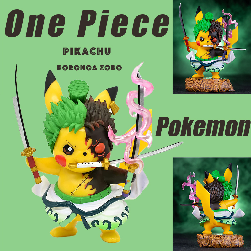 4 ''พีวีซีโปเกมอนอะนิเมะรูป Kawaii Pikachu คอสเพลย์ One P Iece Roronoa ...