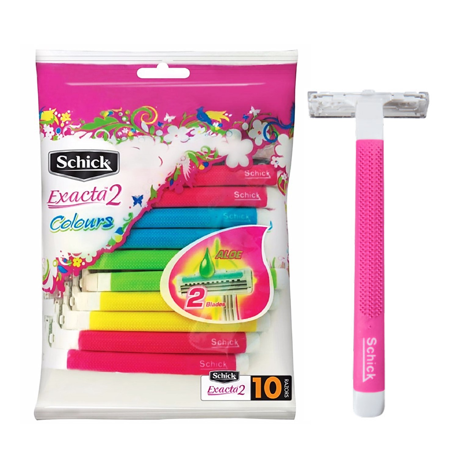 Schick Exacta 2 Colours Women's Disposable Razor(10s) ชุดมีดโกนแพ็ค10 ...