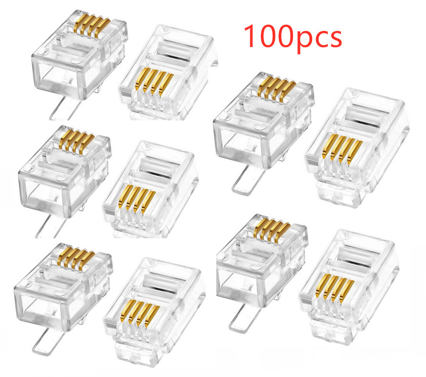 หัวโทรศัพท์ 6P4C (RJ11 แบบ4เขี้ยว) Modular jack for TEL RJ11-10pcs ...