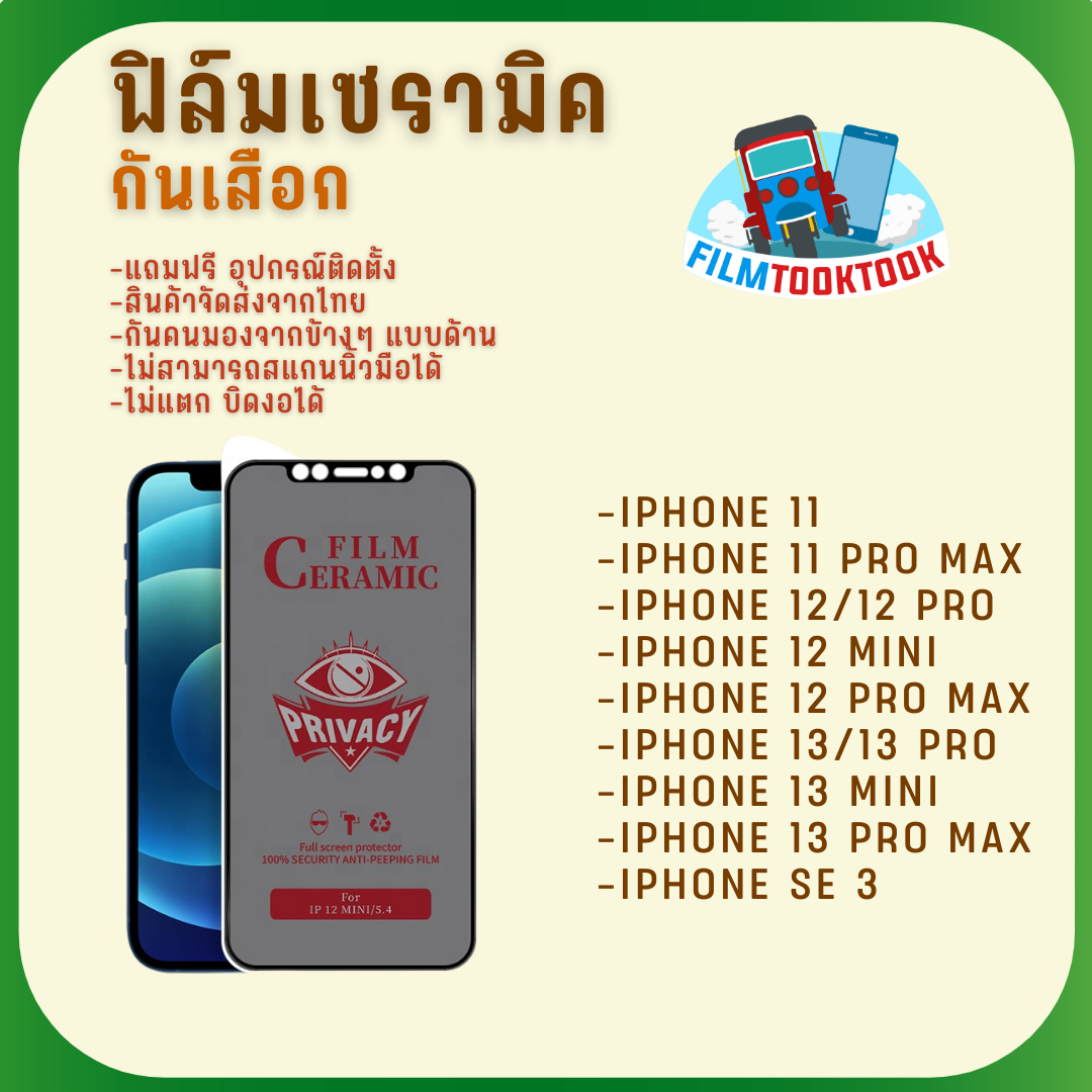 Ceramic ฟิล์มกันเสือกแบบด้าน รุ่น IP 11 / IP 11 Pro / IP 11 Pro Max / IP 12 / IP 12 Pro Max / IP ...
