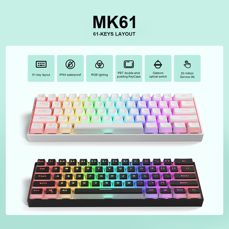 Gamakay MK61 Type-C NKRO ร้อน Swapple แป้นพิมพ์แบบมีสายแบ็คไลท์ RGB PBT ...