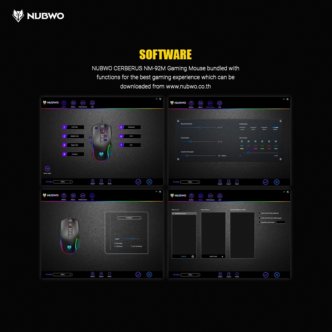 เมาส์เกมมิ่ง NUBWO CERBERUS NM92M MACRO มีไฟ RGB ปรับ DPI ได้ ใช้งาน ...