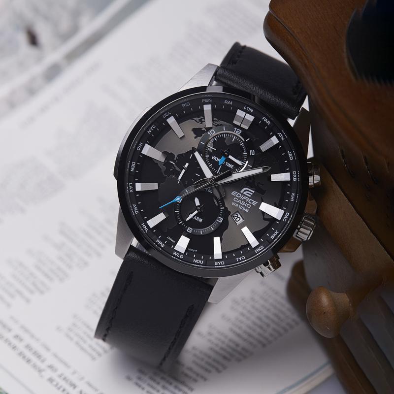CASIO EDIFICE DUAL DIAL WORLD TIME ALARM หนังสายนาฬิกาผู้ชาย EFR-303 ...